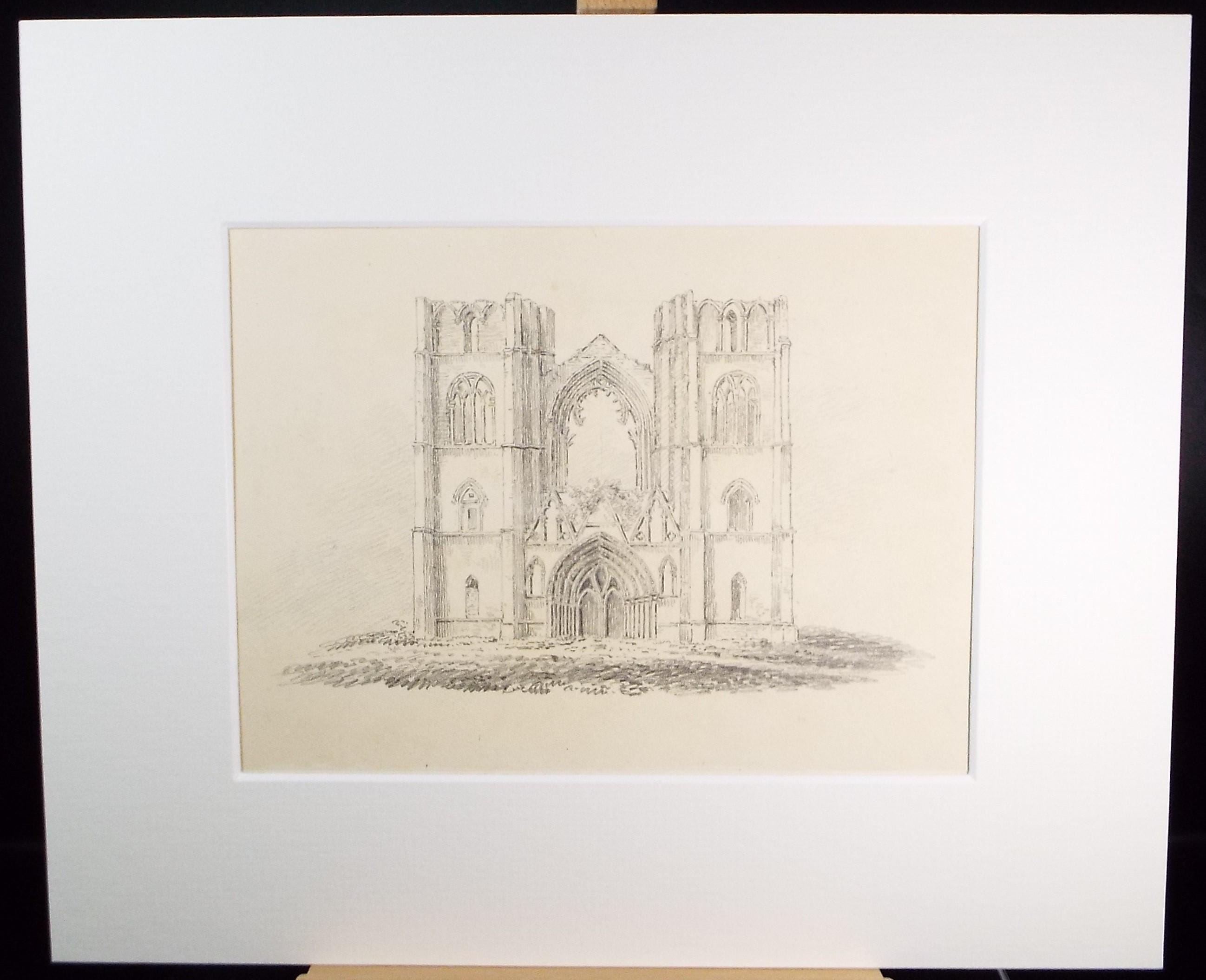 Original Pencil Drawing,'elgin Cathedral', Early 19th Century, Artist ...