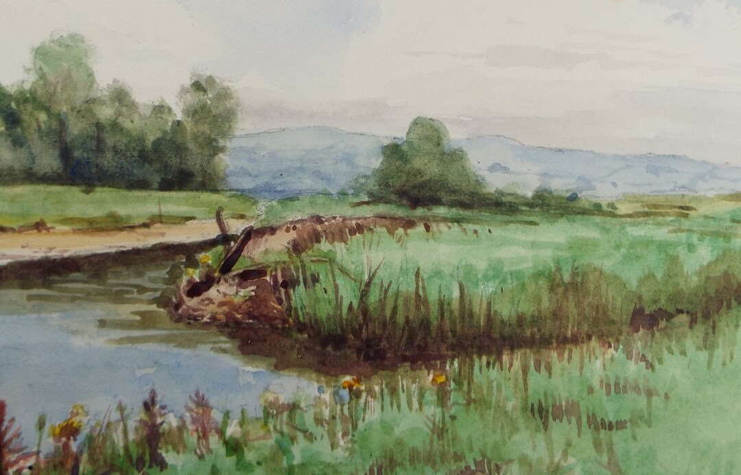 Original Watercolour Sketch, 'meandering River' , C1910, Unknown Artist ...