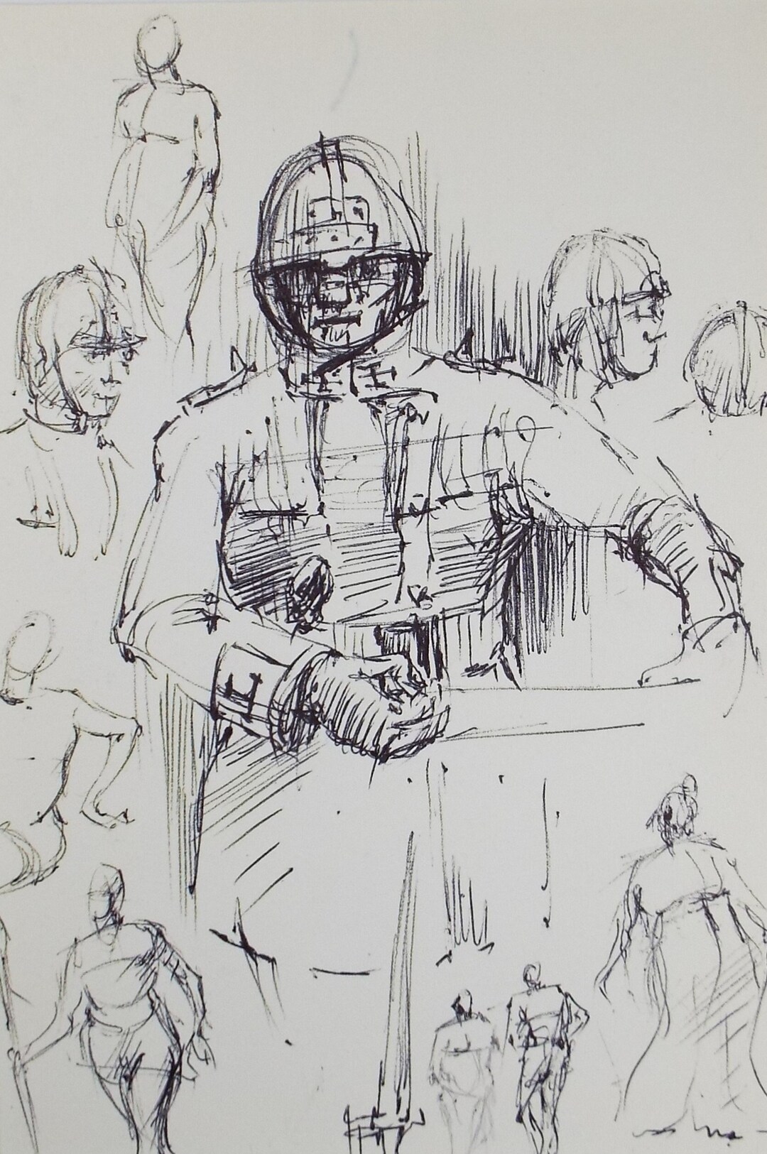 Original Pen & Ink Drawing, 'fire Fighter', Hugh Mckenzie (1909-2005 ...