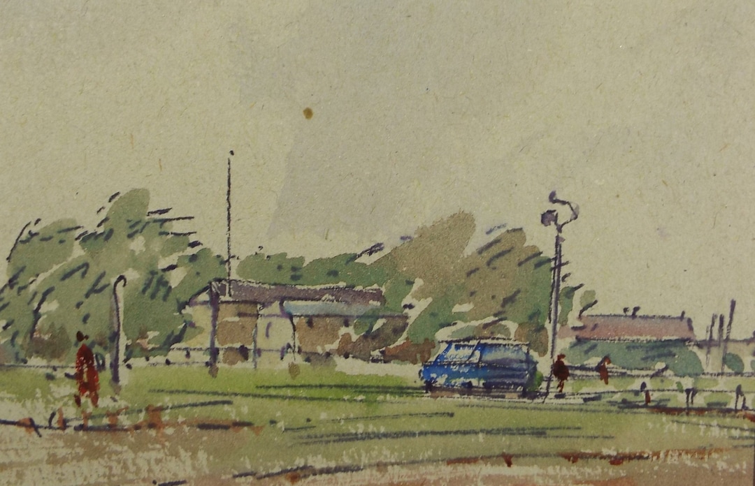 Original Watercolour & Ink Drawing, 'rural Scene With Figures', Hugh ...