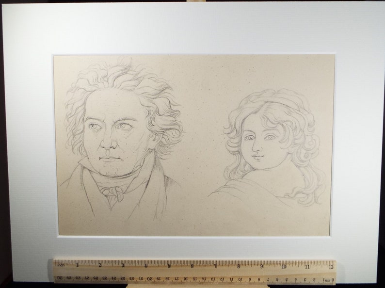 Antique Pencil Drawing: 'two Head Studies' by E.W. Willson, 1872 - Etsy