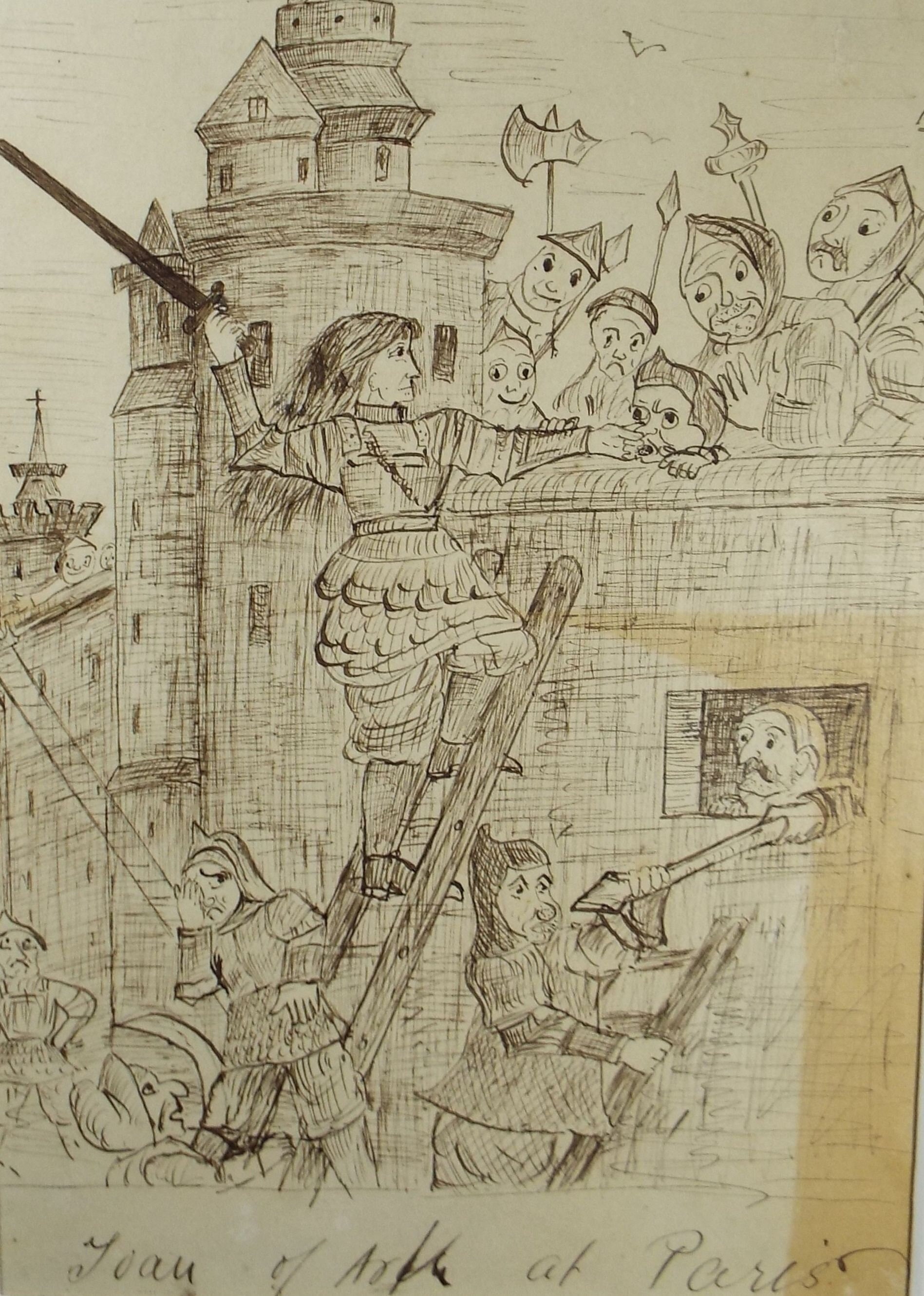 Original Pen & Ink Drawing, 'joan of Arc at Paris', Late 19th Century ...
