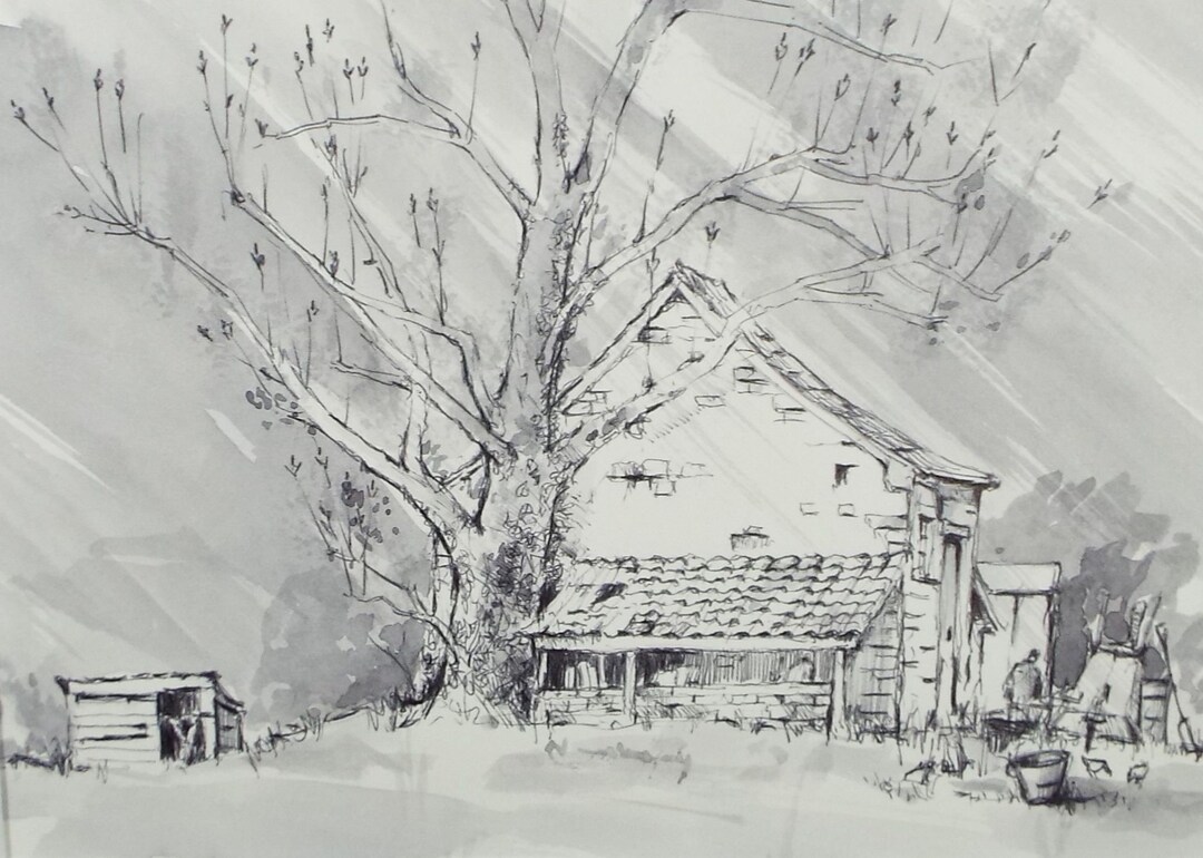 Original Watercolour & Ink, 'hail Storm, Oldbury', Circa 1990's, Artist ...