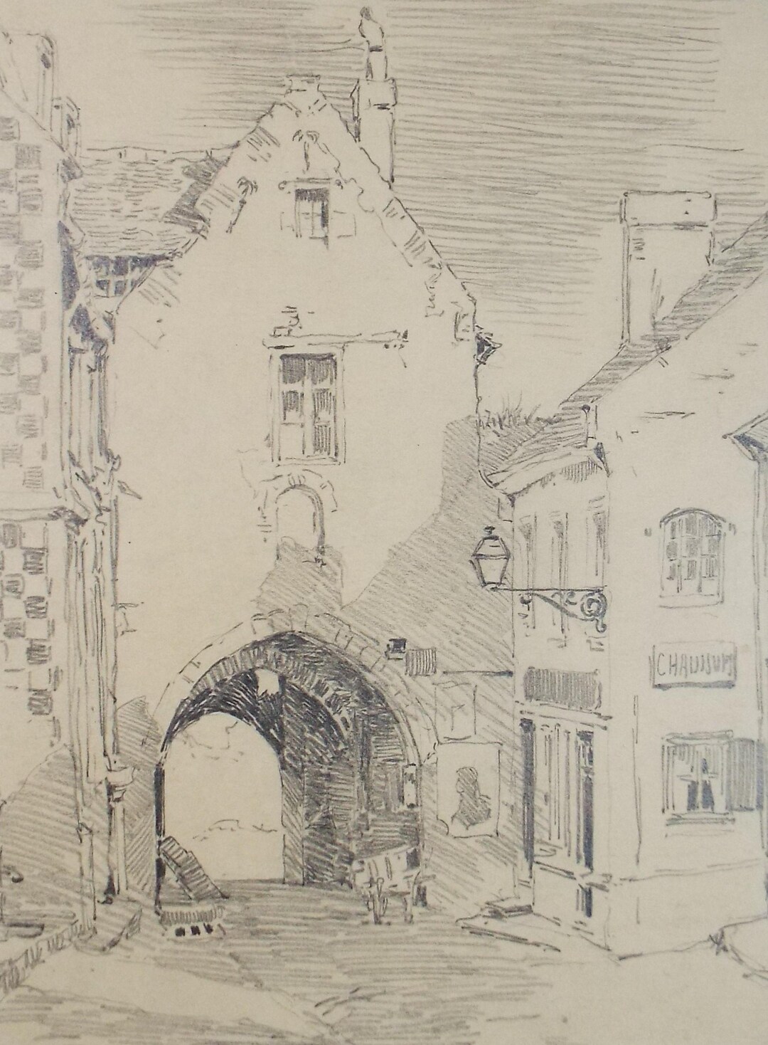 Original Pencil Drawing, 'port De Nevers', Artist Unknown, Circa 1880's ...