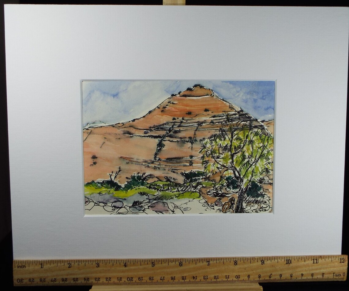 Original Watercolour, 'sandstone Escarpment', Circa 1980's, Artist ...