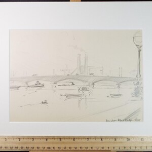 Original Pencil Drawing, 'view From Albert Bridge', Artist Unknown ...