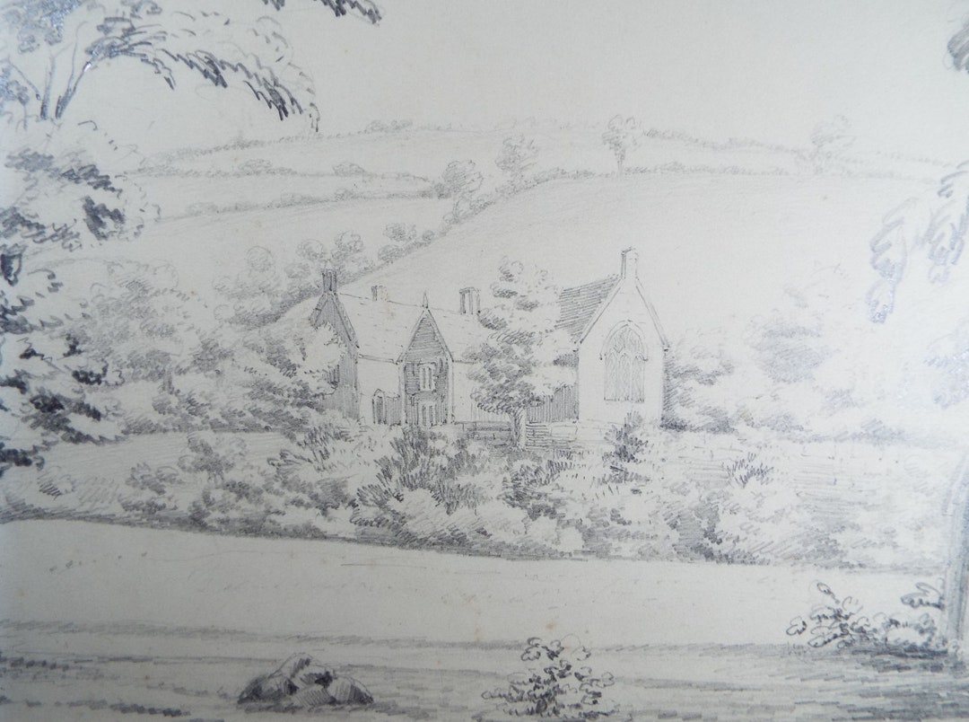 Original Pencil Drawing C1860's, 'manor House in a Landscape ...