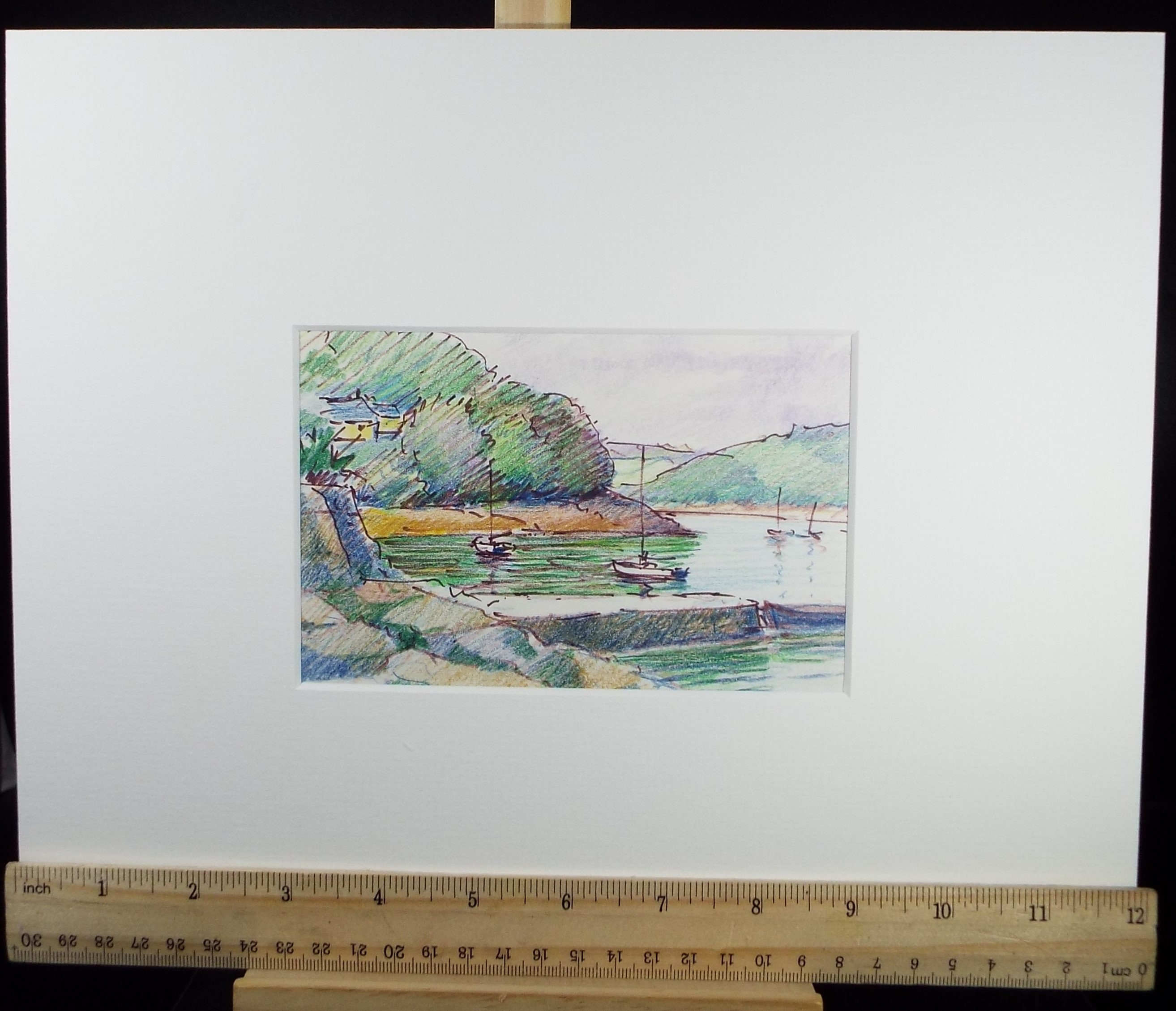 Original Pencil Drawing ,'river Estuary, Early Morning', Circa 1980's ...