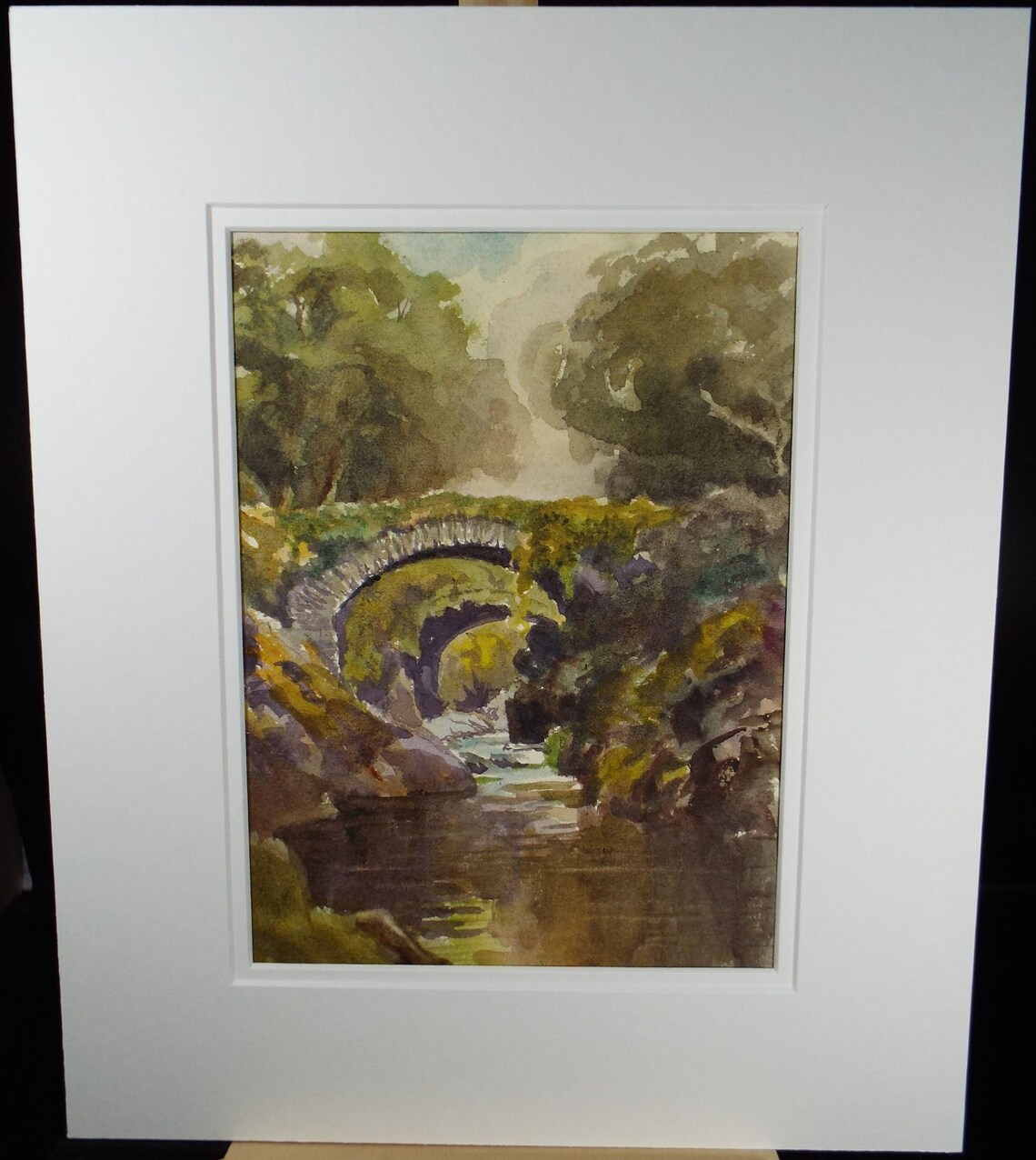 Original Watercolour, 'stone Bridge Over the River', C1940, Unknown ...