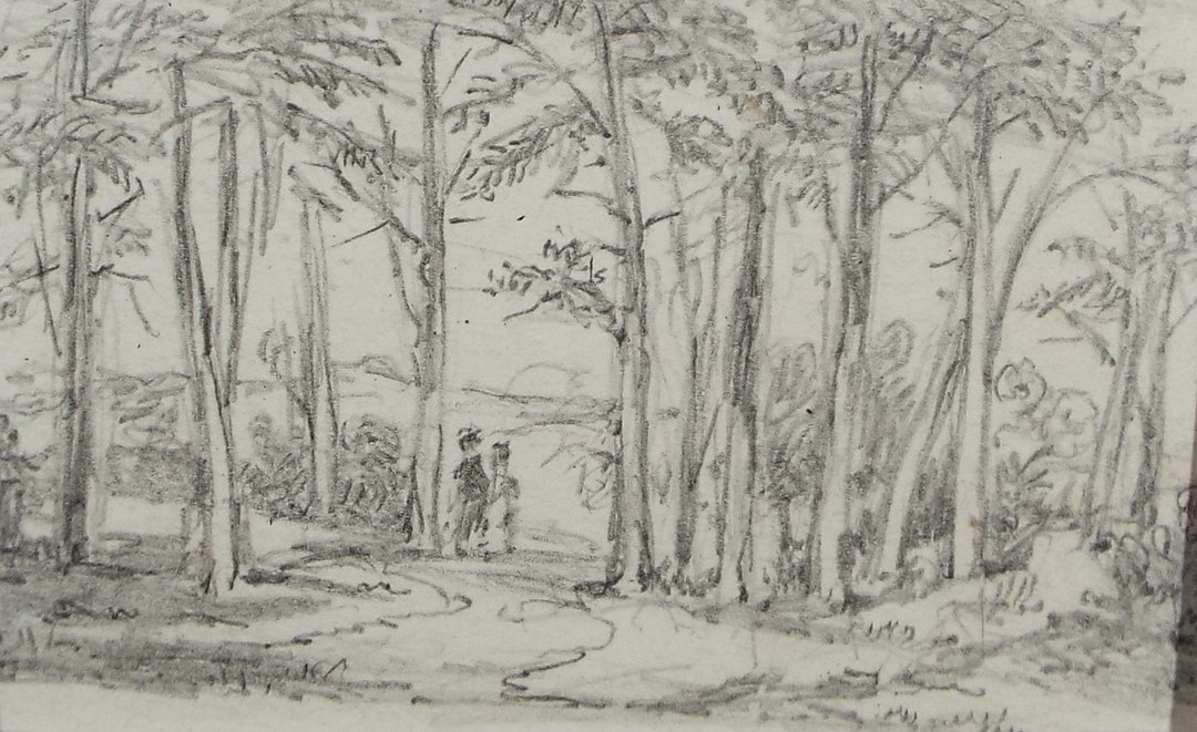 Original Pencil Drawing,'figures in Woodland', John Wood (1801-1870) - Etsy
