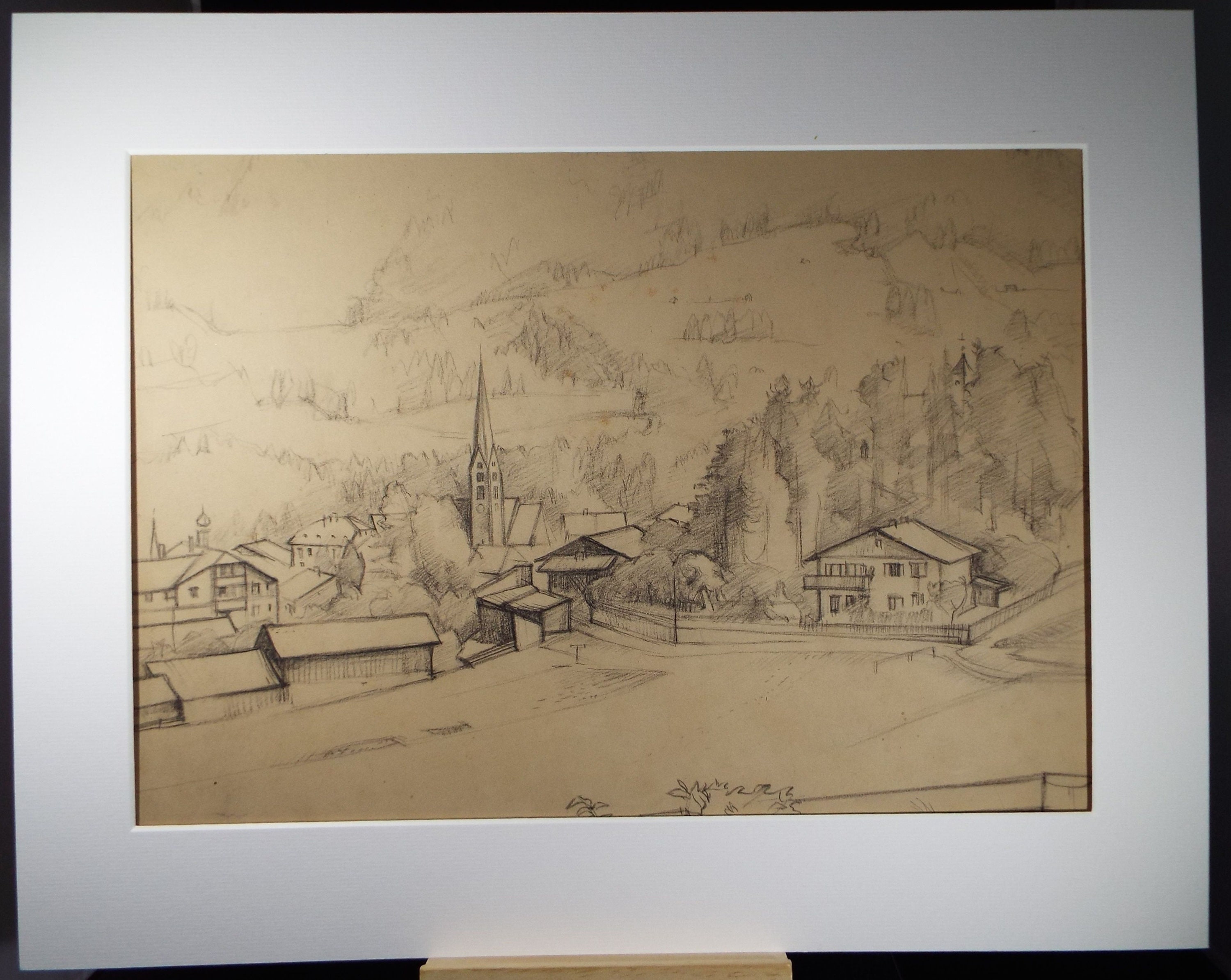 Original Pencil Drawing, 'mieders Austria', Circa 1950's, Douglas ...