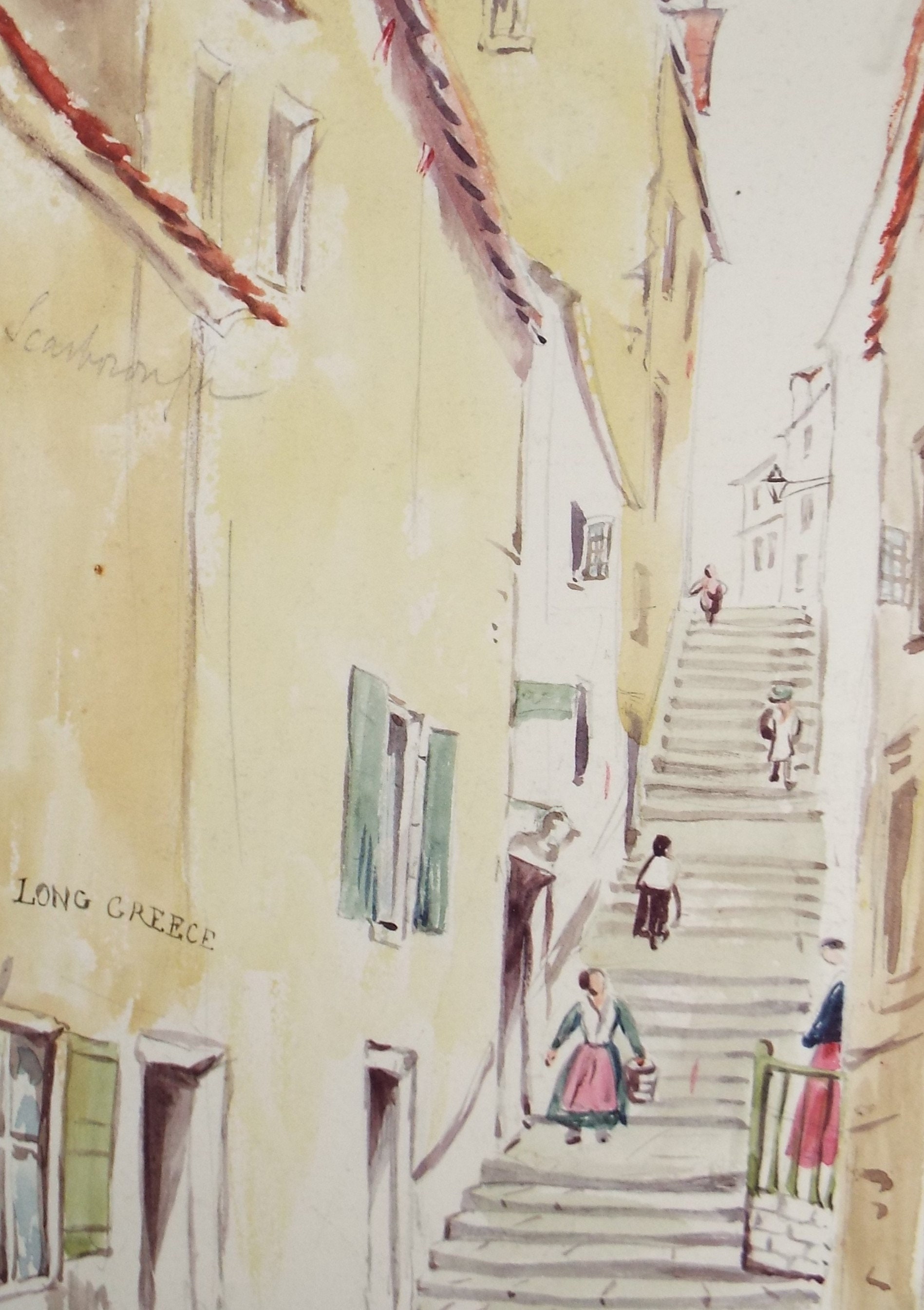 Original Watercolour 'greek Steps' Circa 1910 - Etsy