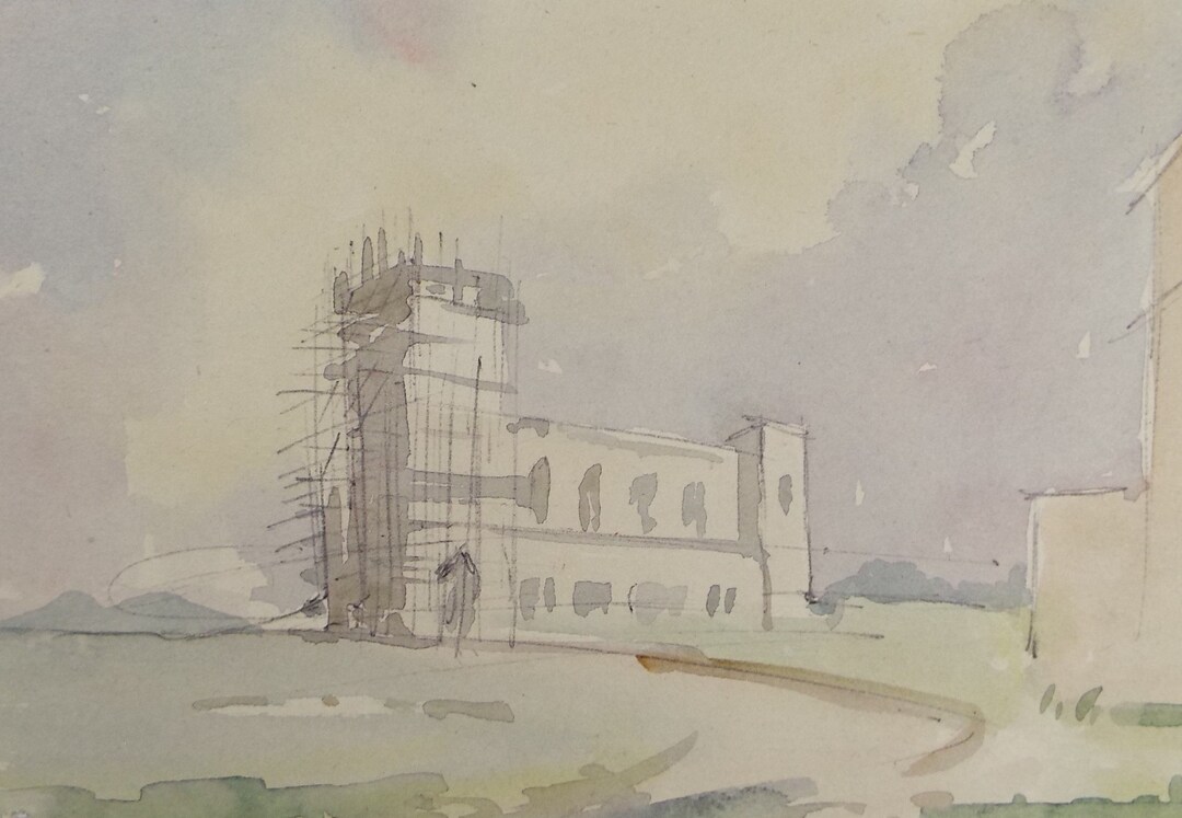 Original Watercolour & Ink Drawing, 'church Undergoing Repair', Hugh ...