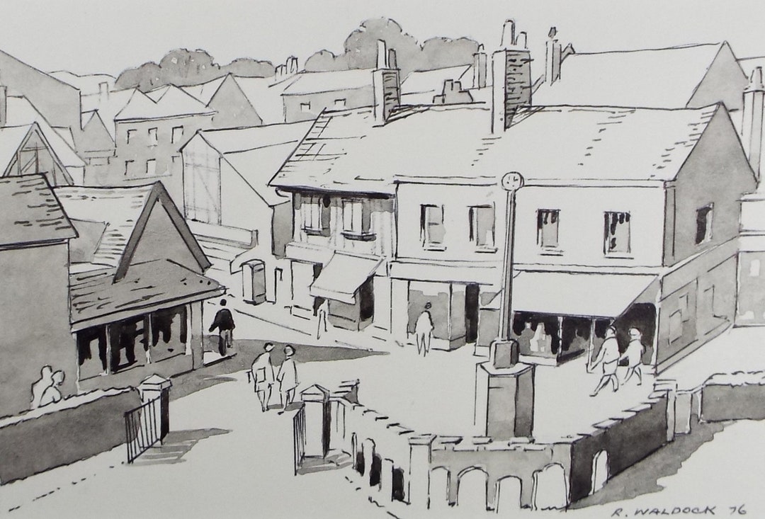 Original Watercolour on Paper,'the High Street', Dated 1976, Signed R ...