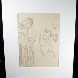 Original Pencil Sketch, 'woman and Child Study', Susan Beatrice Pearce ...