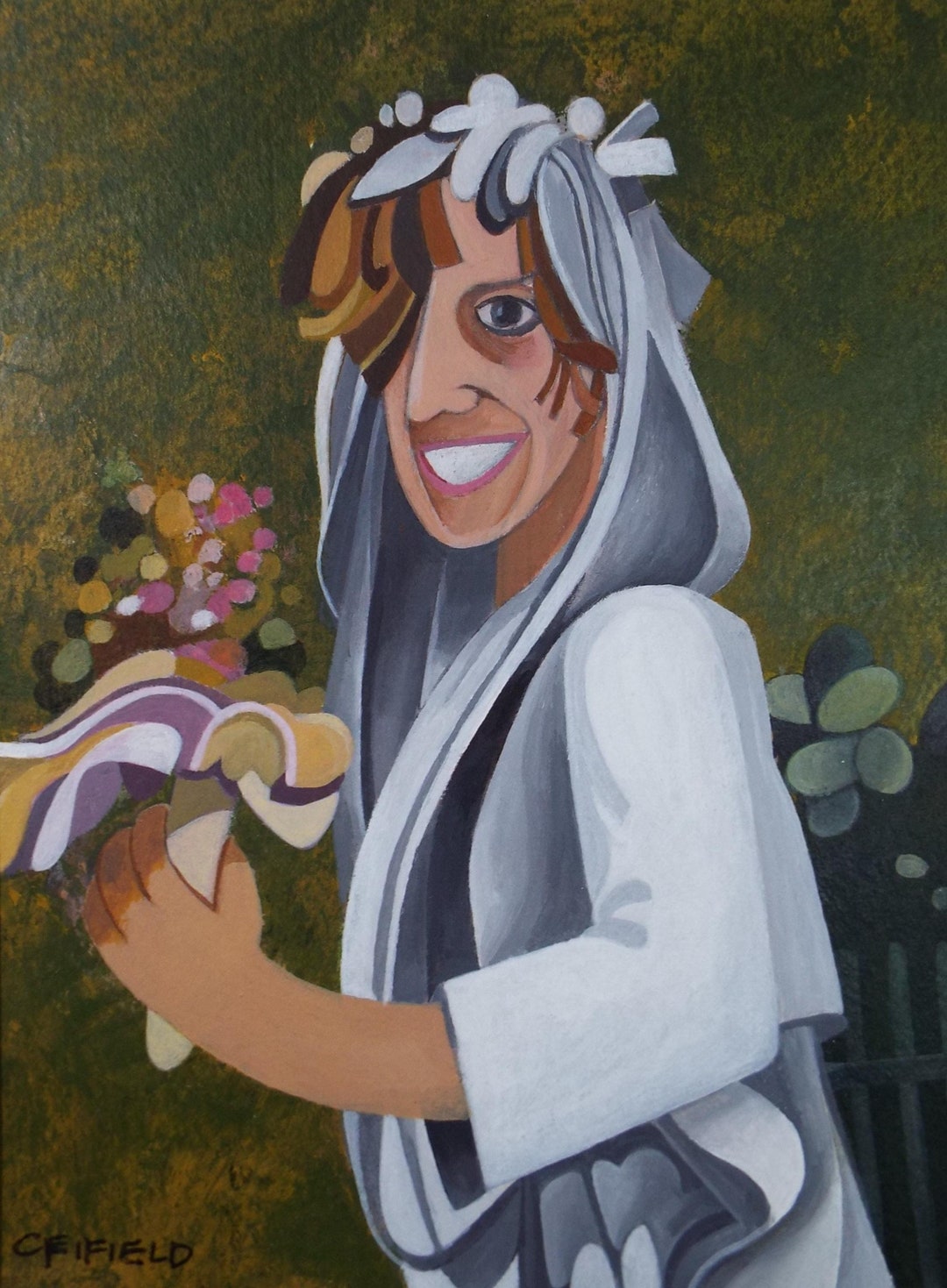 Original Watercolour Gouache , 'liz Getting Married', Colin Fifield ...