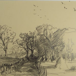 Original Pencil Drawing, 'A Country Lane', Circa 1920's, Nan C ...