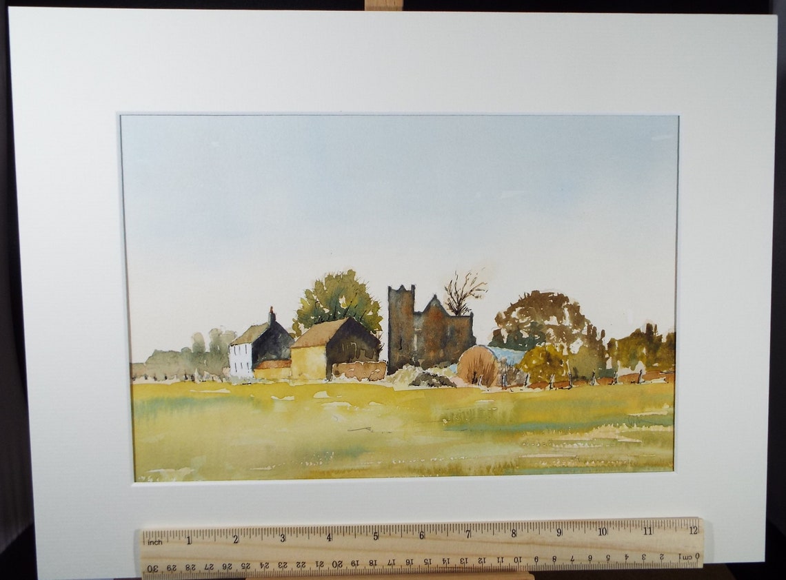Original Watercolour, 'cumberland Village & Church', Circa 1980's ...