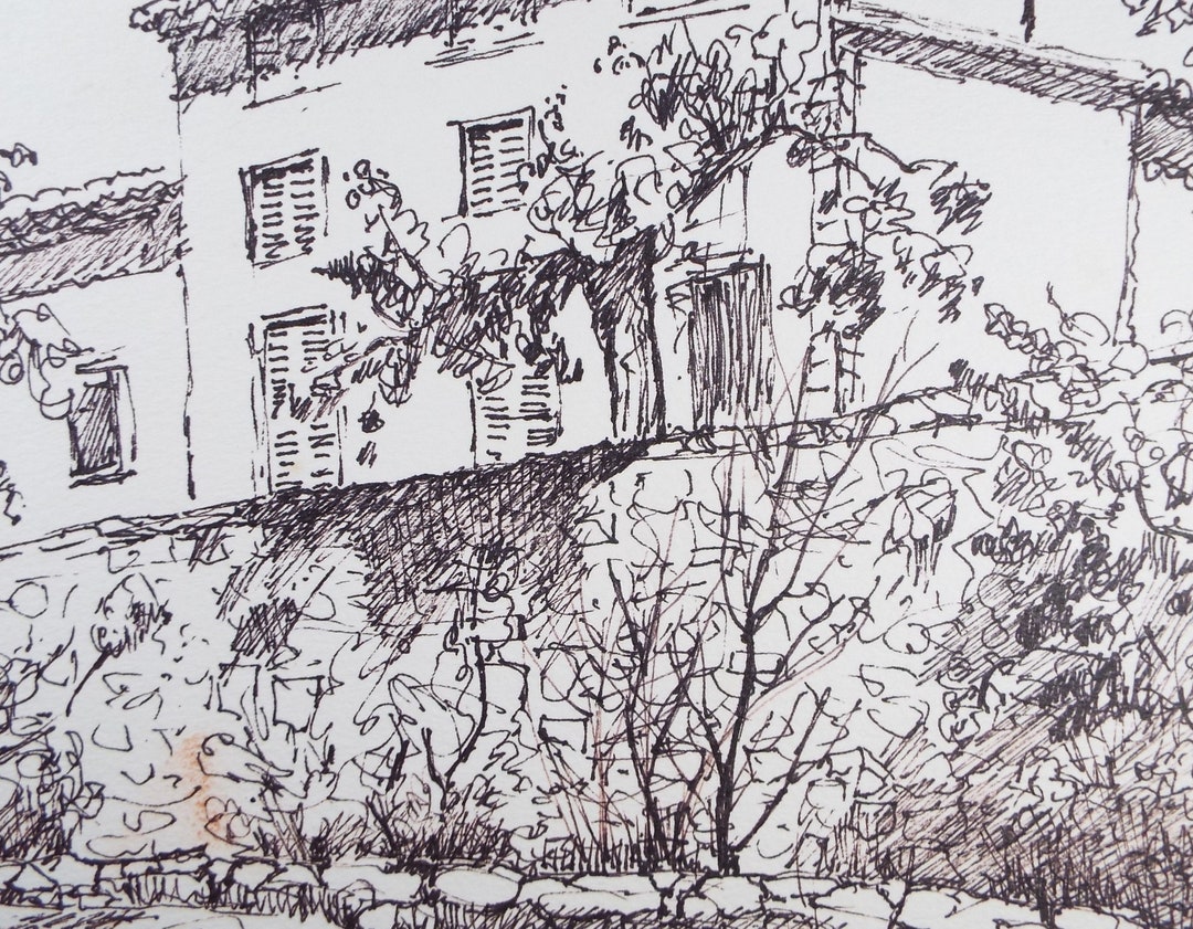 Original Pen & Ink Drawing, 'french Village House', Muriel Archer (1911 ...