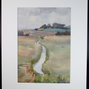 Original Watercolour, 'stream Through Fields', Artist Unknown, Circa ...