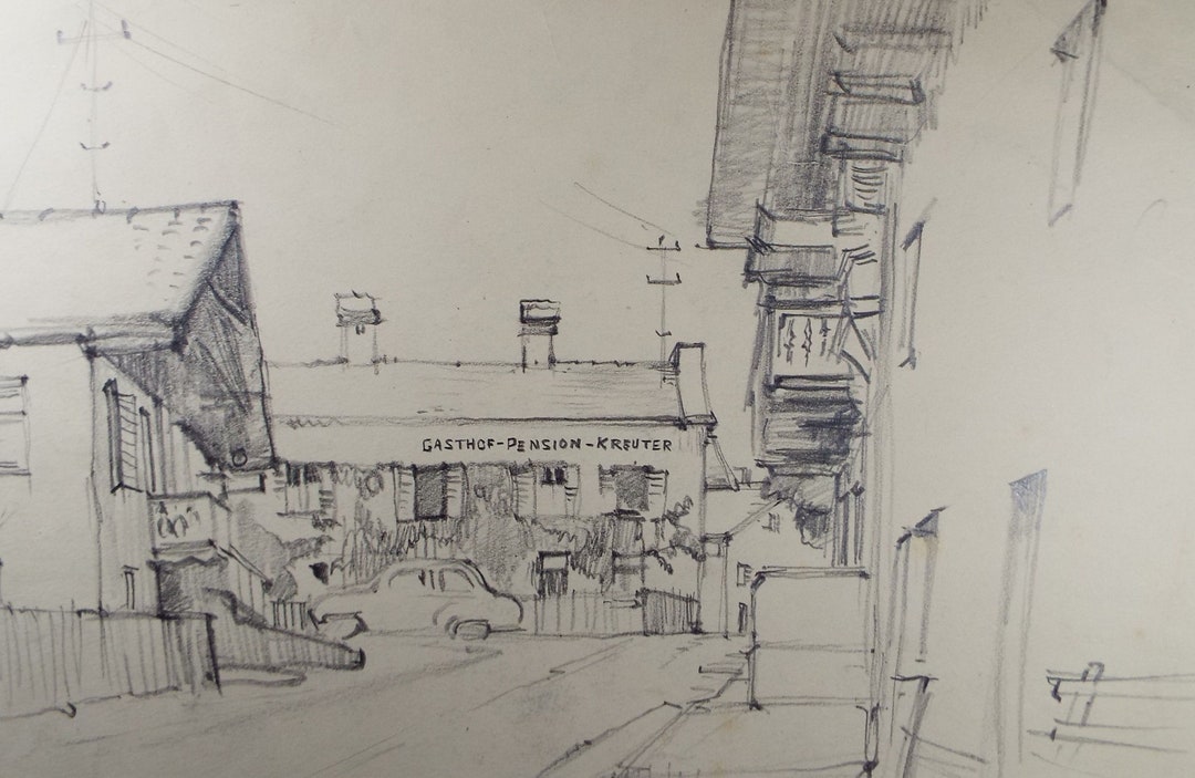 Original Pencil Drawing, 'austria', Circa 1950's, Douglas Pittuck (1911 ...