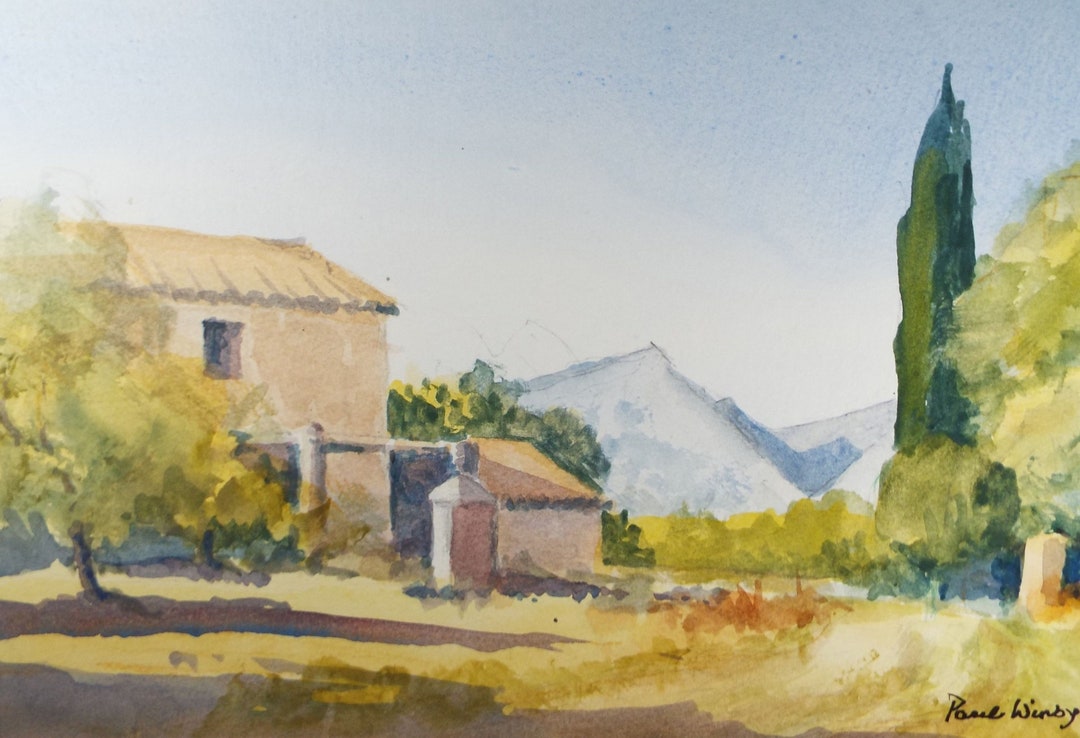 Original Watercolour on Paper, 'farmhouse With Distant Hills', Paul ...