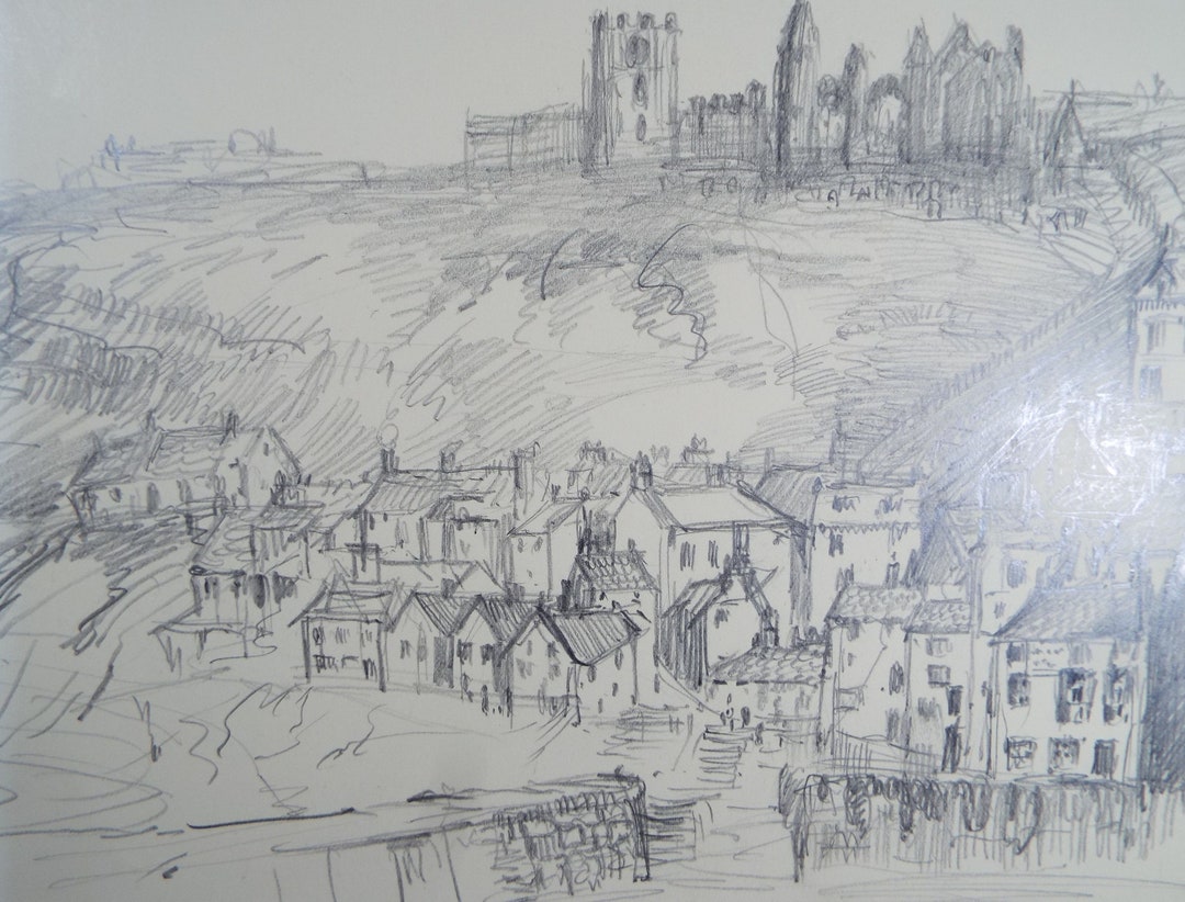 Original Pencil Drawing, 'whitby', Dated 1926, Nan C. Livingstone (1876 ...