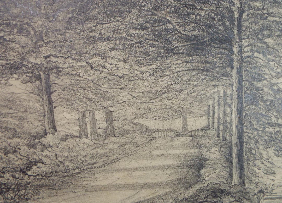 Original Pencil Drawing, 'mud Lane - Beeston Park', Dated 1874', Artist ...