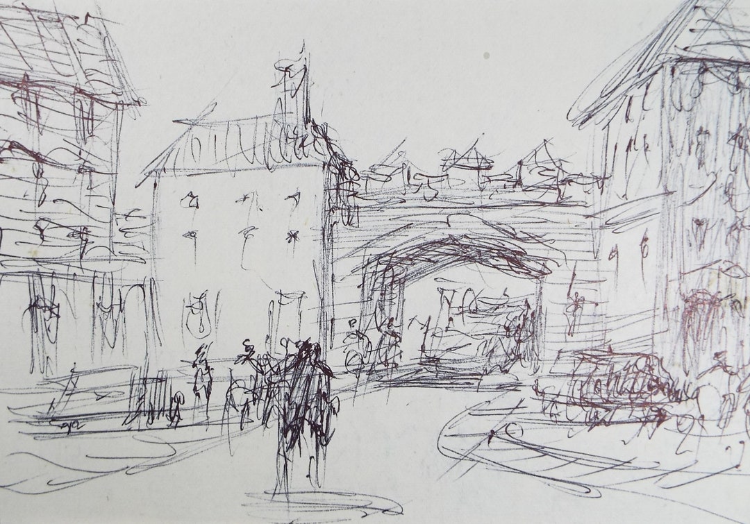 Original Pen & Ink Drawing, 'street With Figures', Hugh Mckenzie (1909 ...