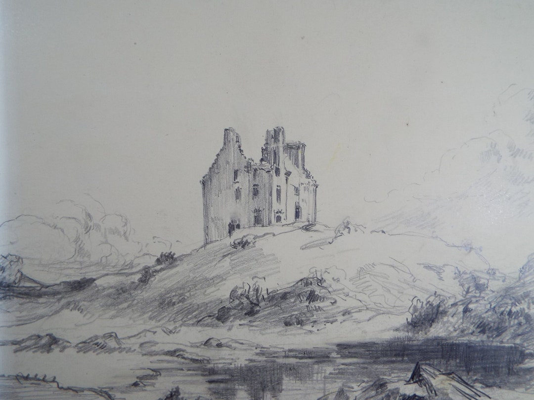 Original Pencil Drawing, 'fenton Tower', Dated 1928, Nan C. Livingstone ...