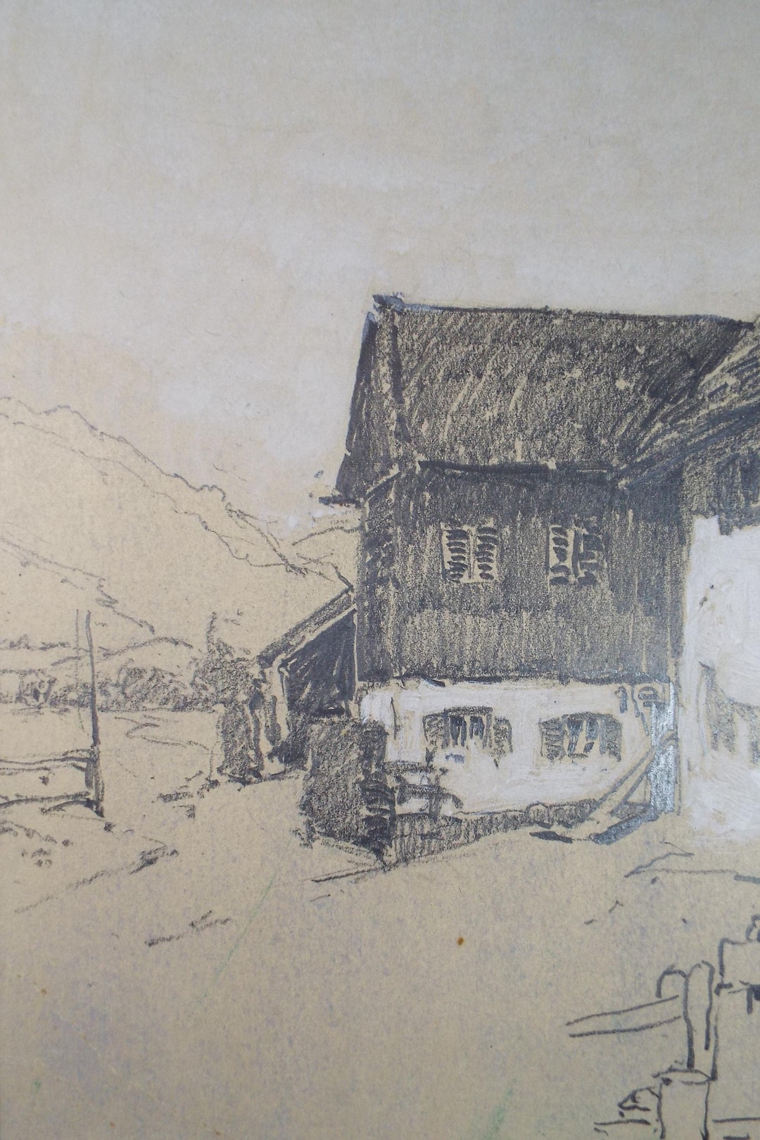 Original Pencil Drawing, 'alpine Farmhouse', Dated 1932, Hans Von ...