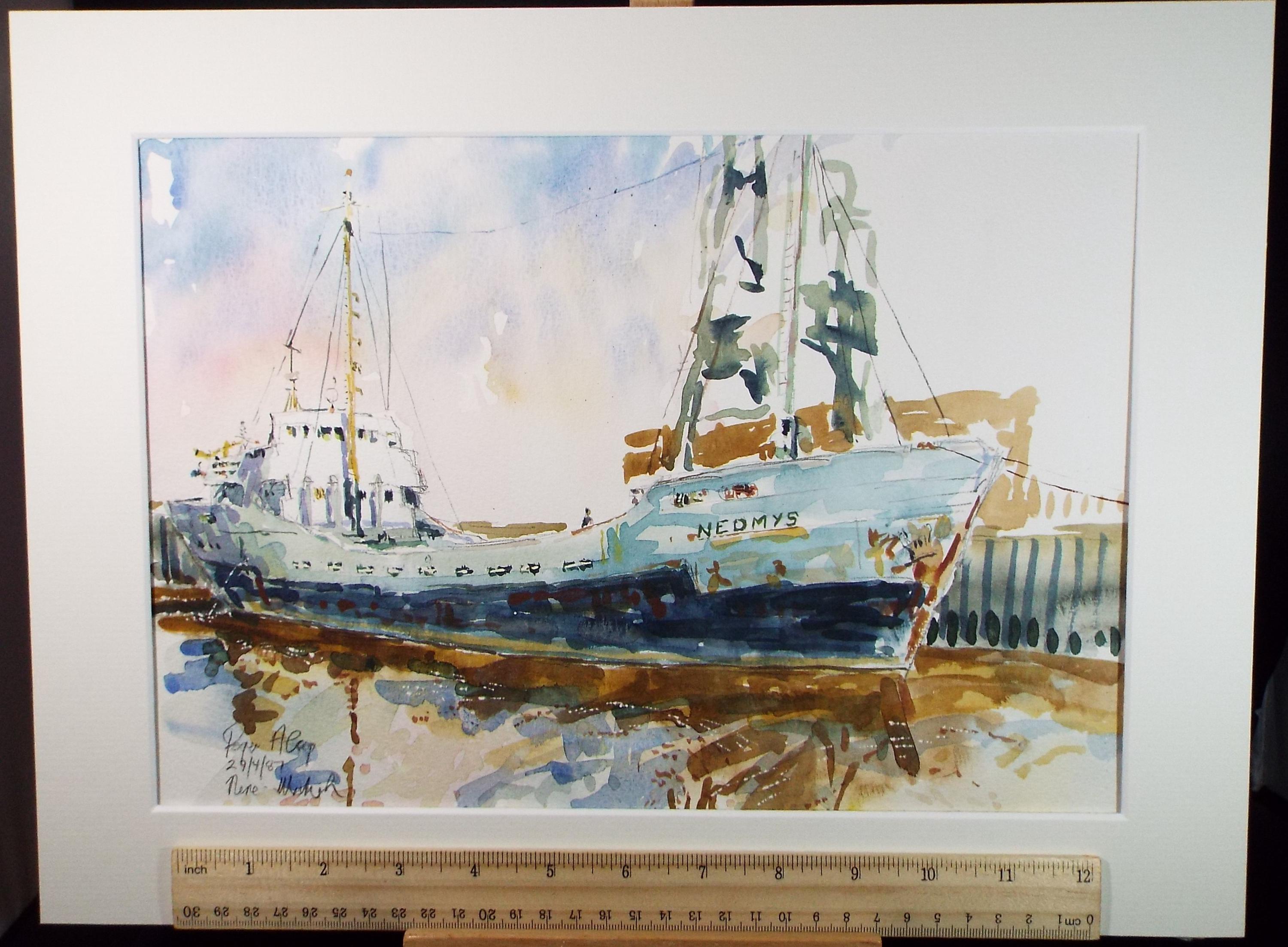 Original Watercolour,'freighter Nedmys', Roger Alsop, Dated 1987 - Etsy