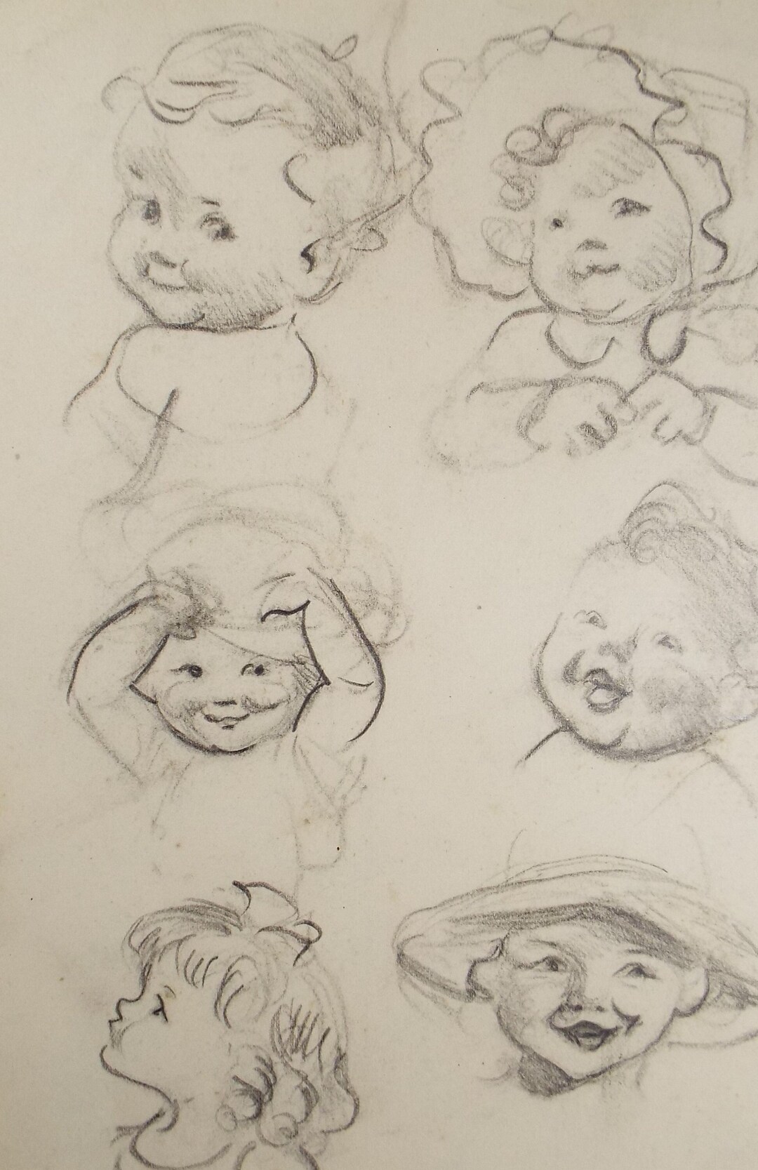 Original Pencil Sketch, 'baby Studies', Susan Beatrice Pearce (1878 ...
