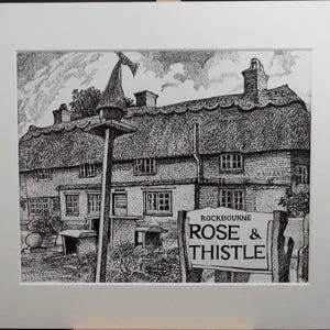 Original Scraperboard & Ink Drawing, 'rose and Thistle, Rockbourne ...