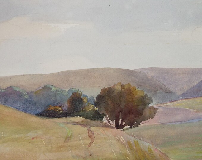 Original Watercolour Drawing, 'copse in a Valley', Artist Unknown ...