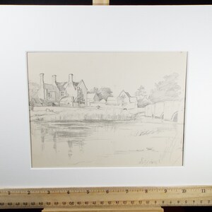 Original Pencil Sketch,'manor House by the River', Leonard Leslie ...