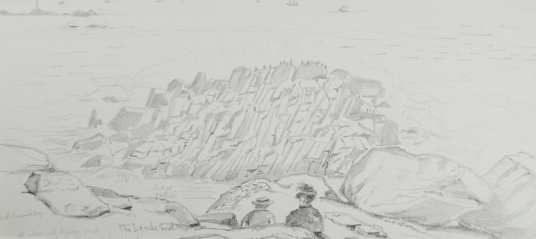 Original Pencil Drawing, 'land's End' Dated 1886, Artist Unknown - Etsy
