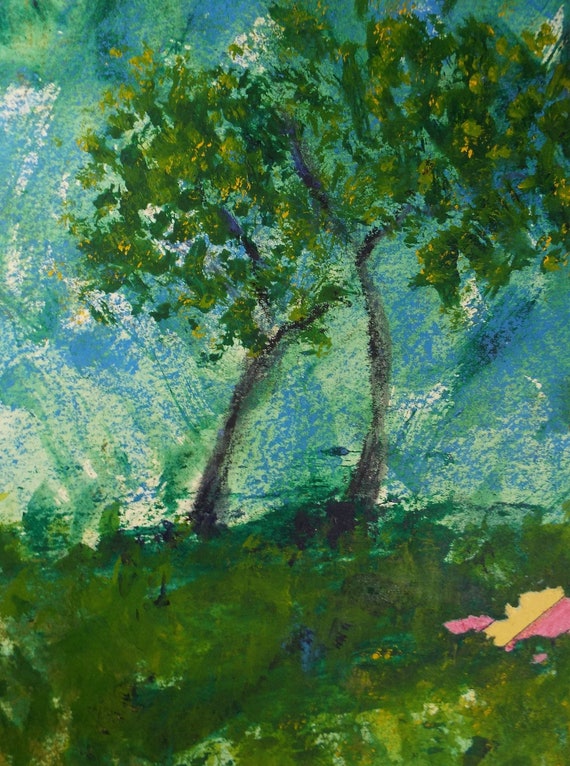 Original Watercolour & Gouache 'tree With Collage' - Etsy