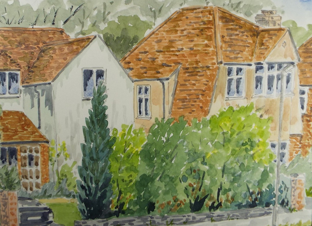 Original Watercolour, 'suburban Street Scene', Circa 1980's , Artist ...