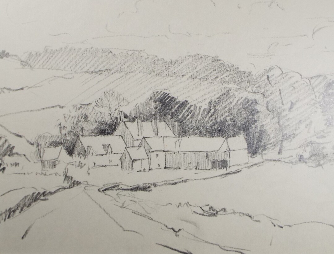 Original Pencil Drawing, 'the Homestead', Circa 1990's , Artist Unknown ...