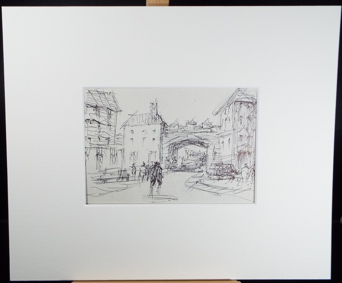 Original Pen & Ink Drawing, 'street With Figures', Hugh Mckenzie (1909 ...