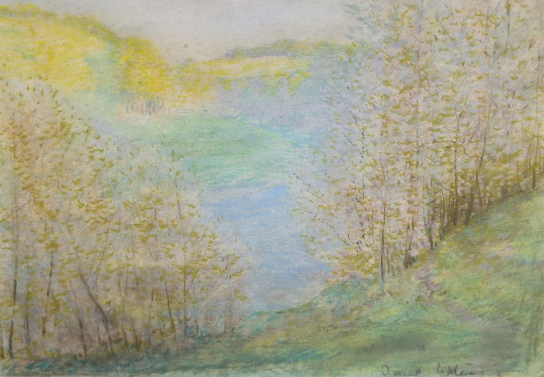 Original Pastel Drawing, 'river Landscape', David Waterson RE FSA (1870 ...