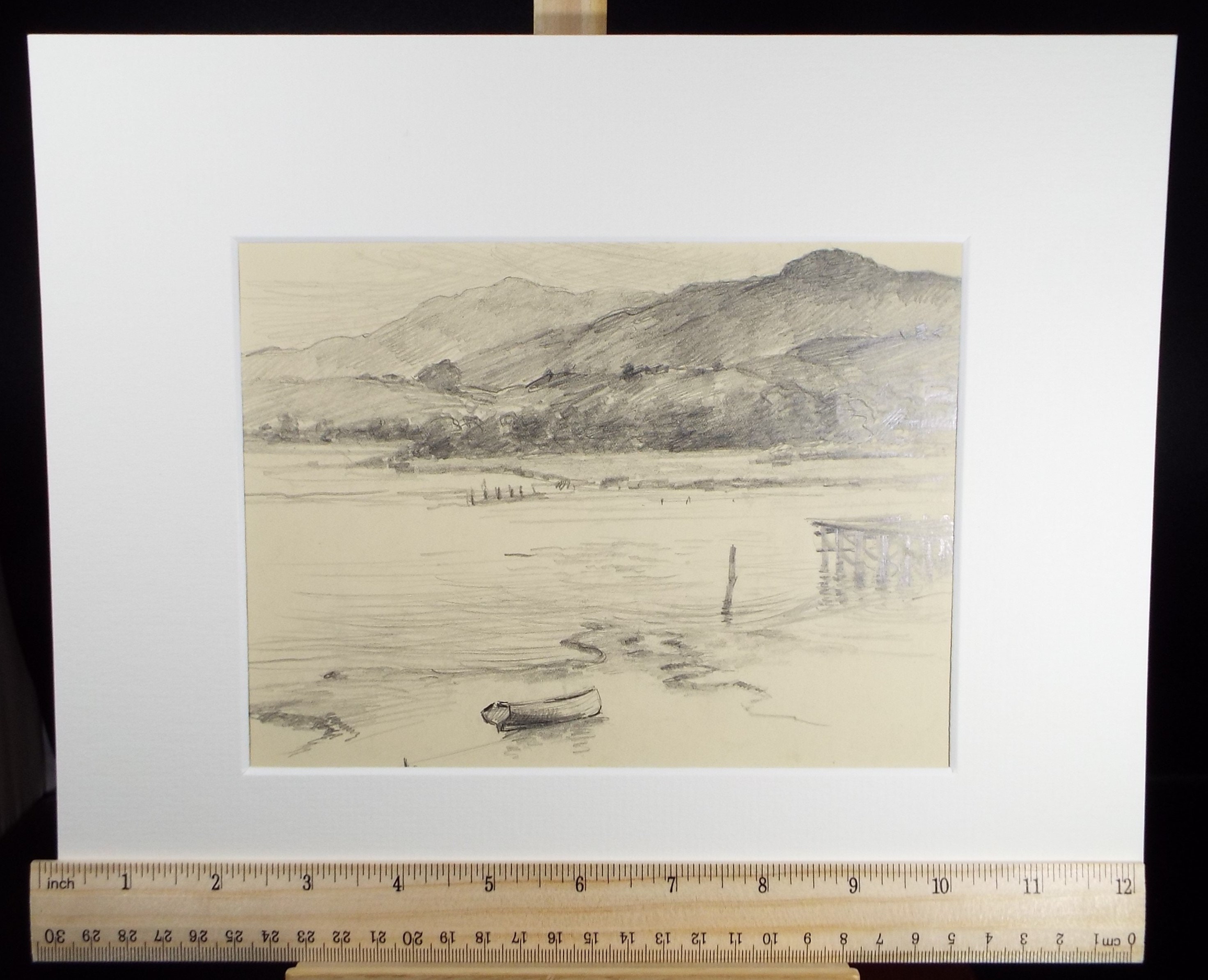 Original Pencil Drawing 'river Estuary With Boats' - Etsy