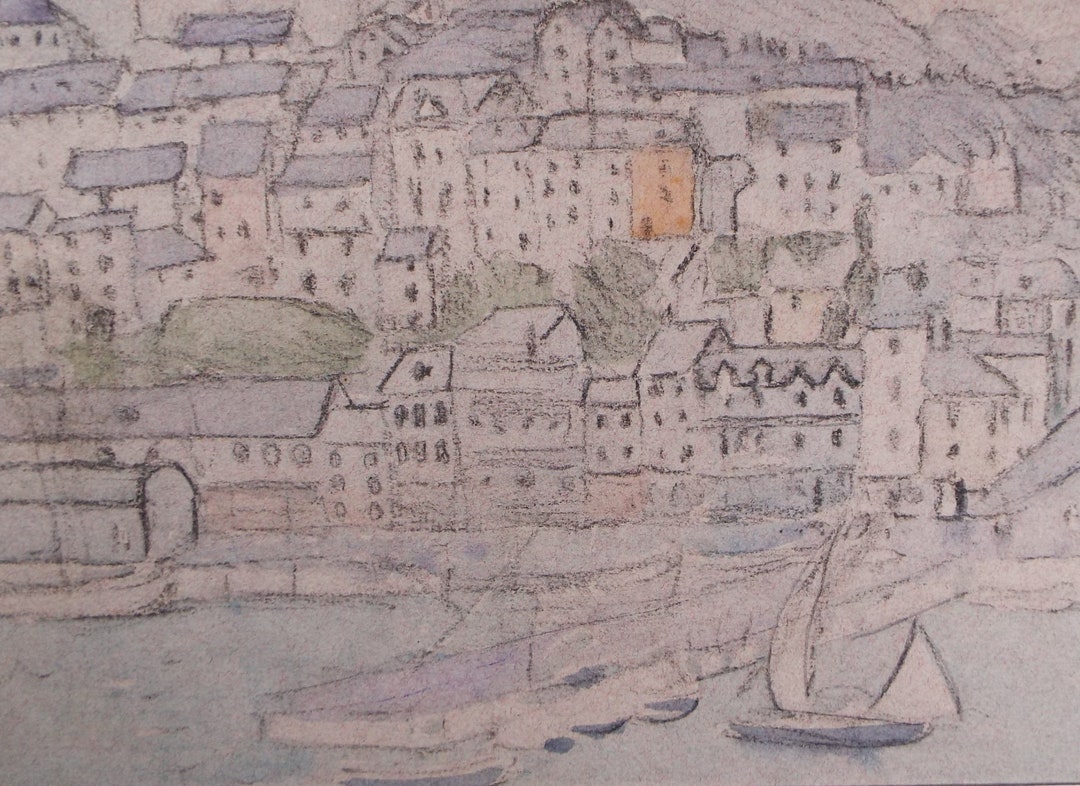 Original Pencil Sketch, 'fishing Village', Susan Beatrice Pearce (1878 ...