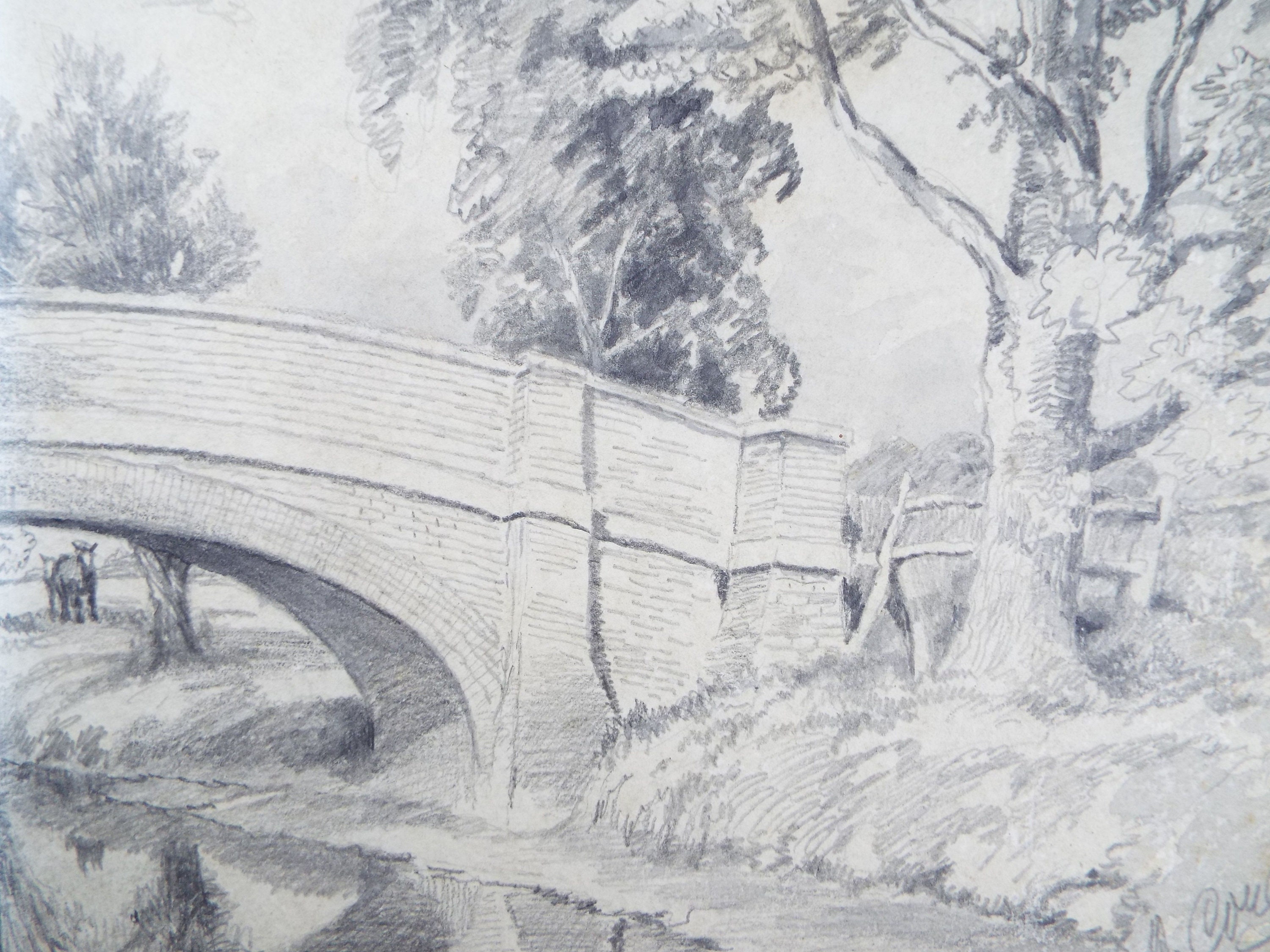 Original Pencil Drawing 'bridge Over a River', Circa 1930's, Charles ...