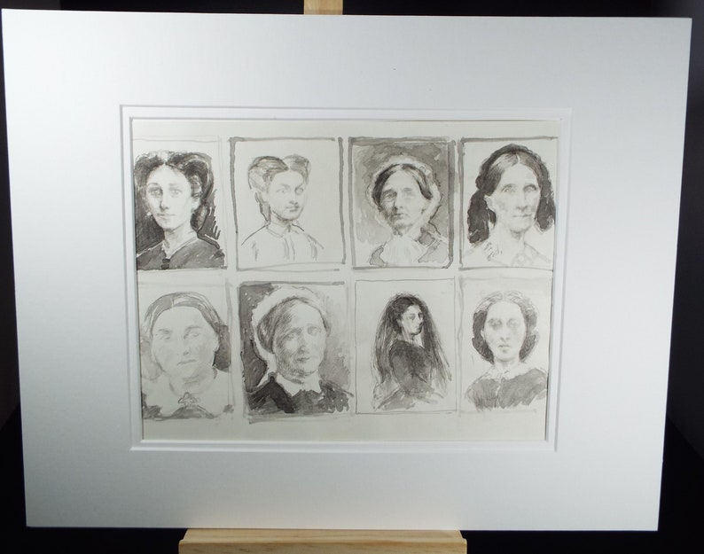 Victorian Women Portraits: Original Pen and Wash Sketch by Michael ...