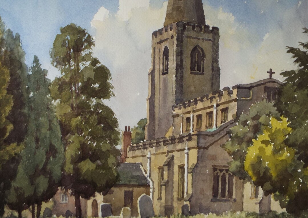 Original Watercolour on Paper, 'church & Churchyard', Edward Albert ...