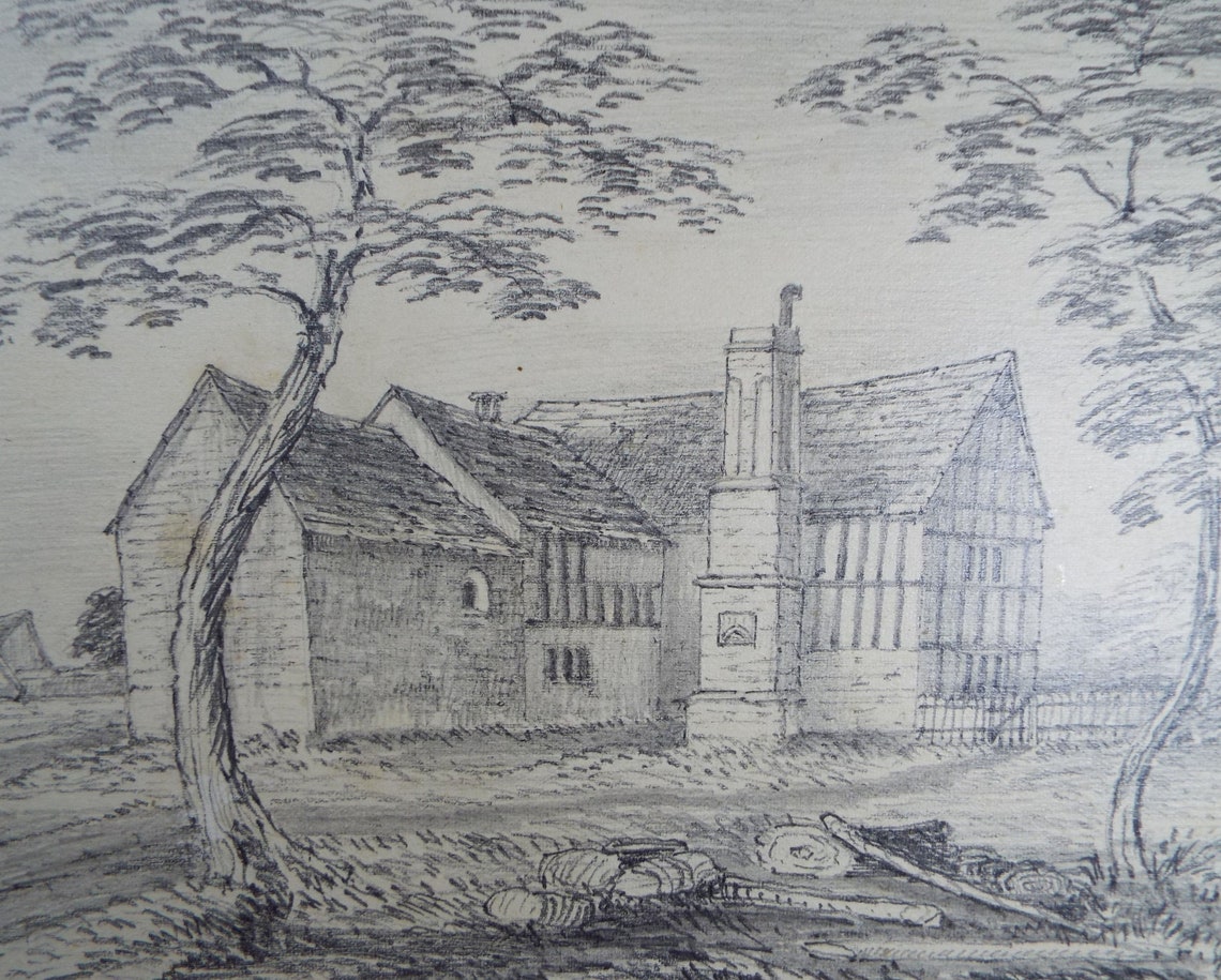 Original Pencil Drawing, 'old House at Deerhurst', Dated 1886, Artist ...