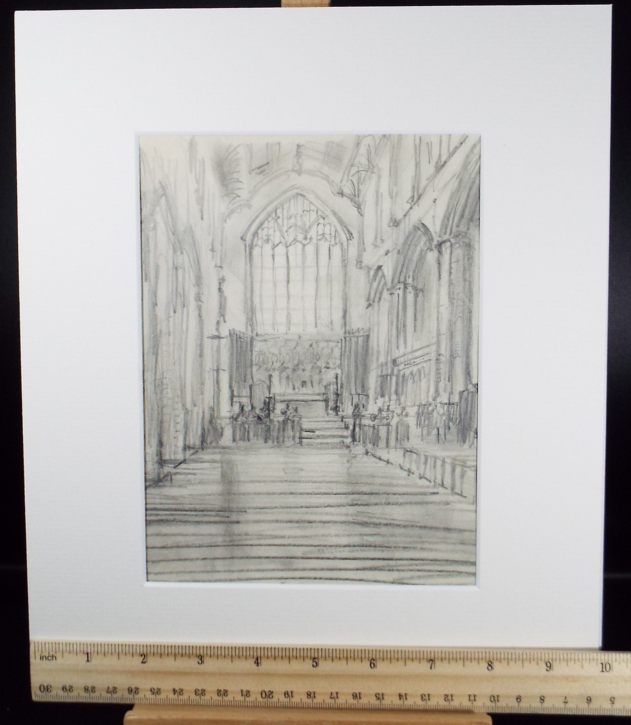 Original Pencil Drawing, 'chapel Interior', Circa 1960's , George ...