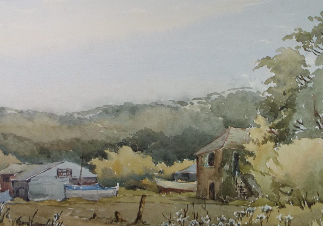 Original Watercolour, 'boatyard', Gwen Rayner, C1970's - Etsy